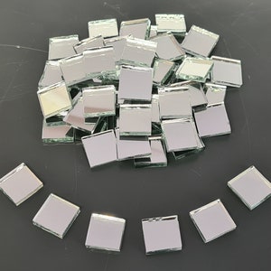 100 Pieces, Silver Glass Mirror Tiles, Size Approx 1/2" X 1/2 ...