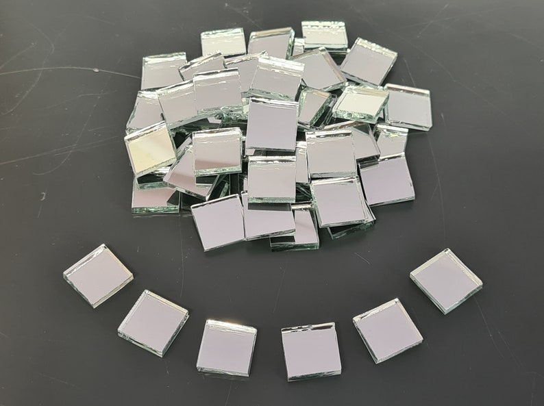 100 Pieces, Silver Glass Mirror Tiles, Size Approx 1/2" X 1/2 ...