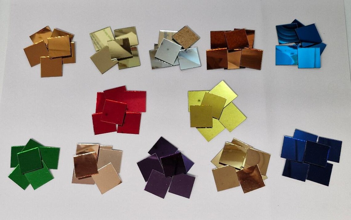 400 Mixed Colours Glass Mirror Tiles, Size Approx 1" X 1", 1.8 Mm ...