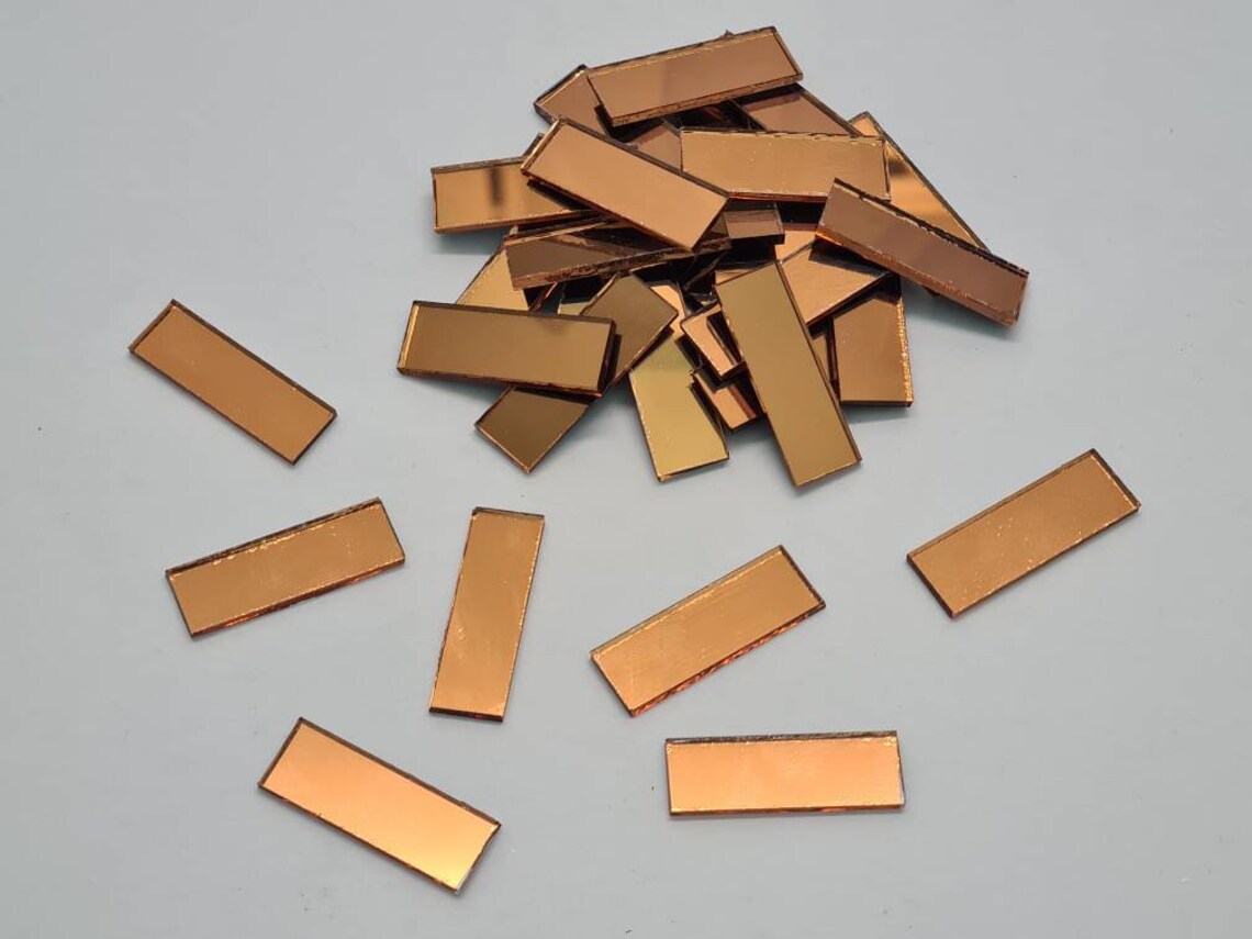 30 Copper Bronze Glass Mirror Tiles, Art & Craft (1x3cm) - Etsy