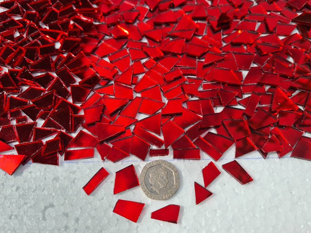 100 Pieces, Red Ruby Glass Mirror off Cuts, 1.8 Mm Thickness. Art&craft ...