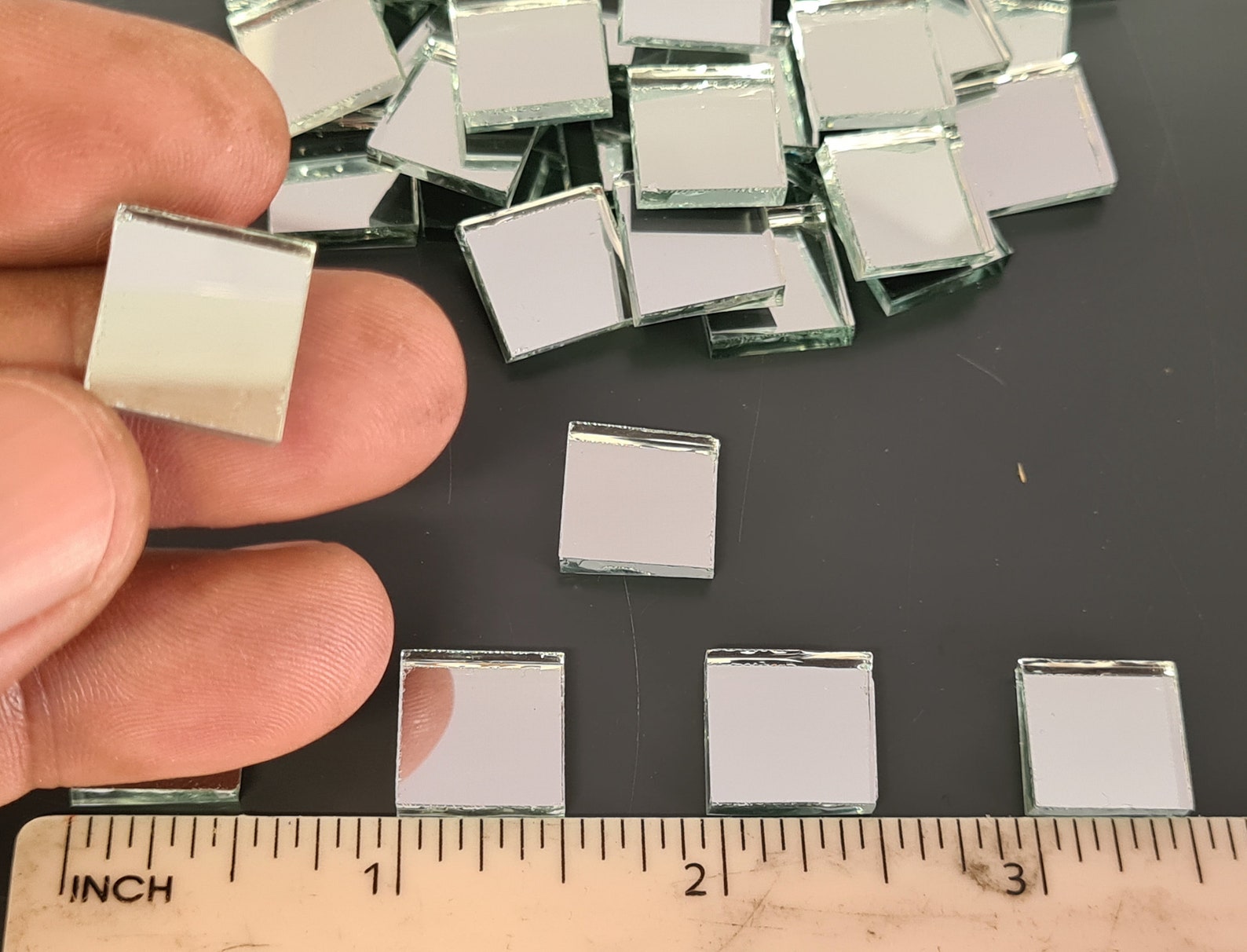 100 Pieces, Silver Glass Mirror Tiles, Size Approx 1/2" X 1/2 ...