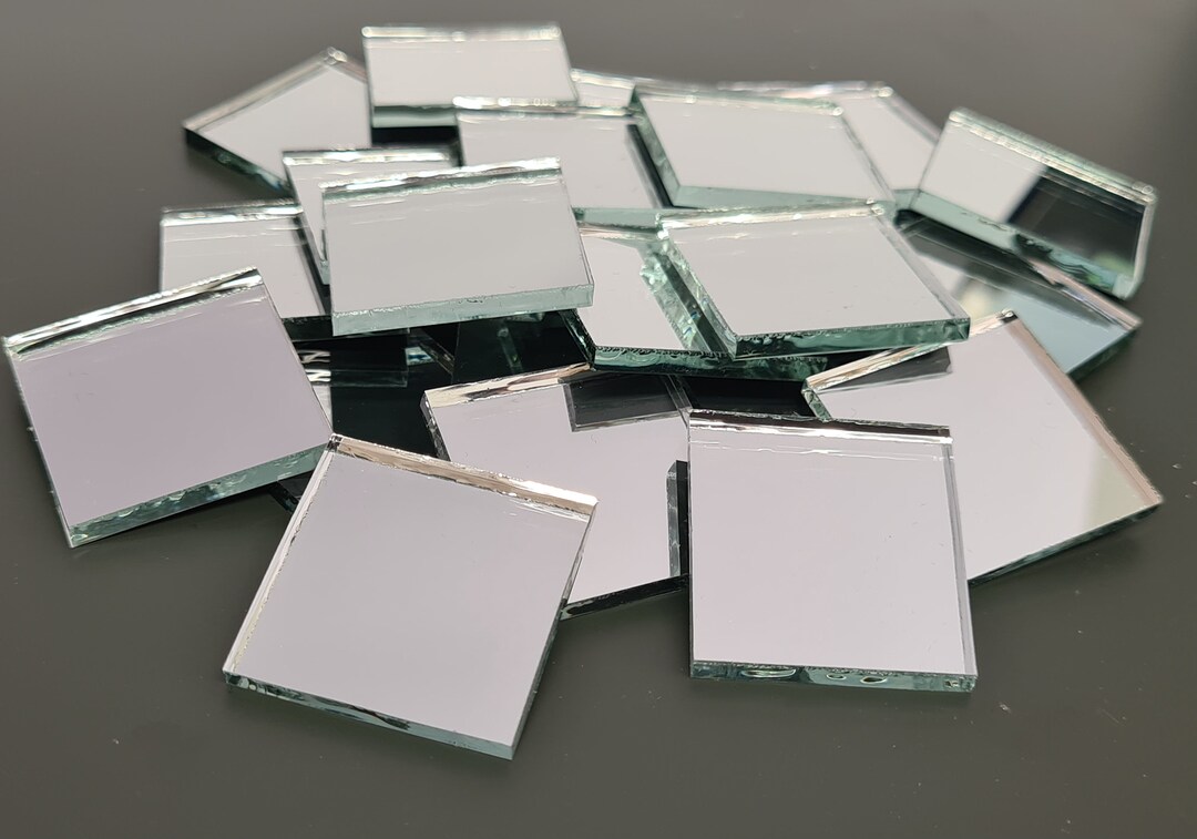 50 Pieces, Silver Glass Mirror Tiles, Size Approx 1" X 1" (22 X 22 Mm ...