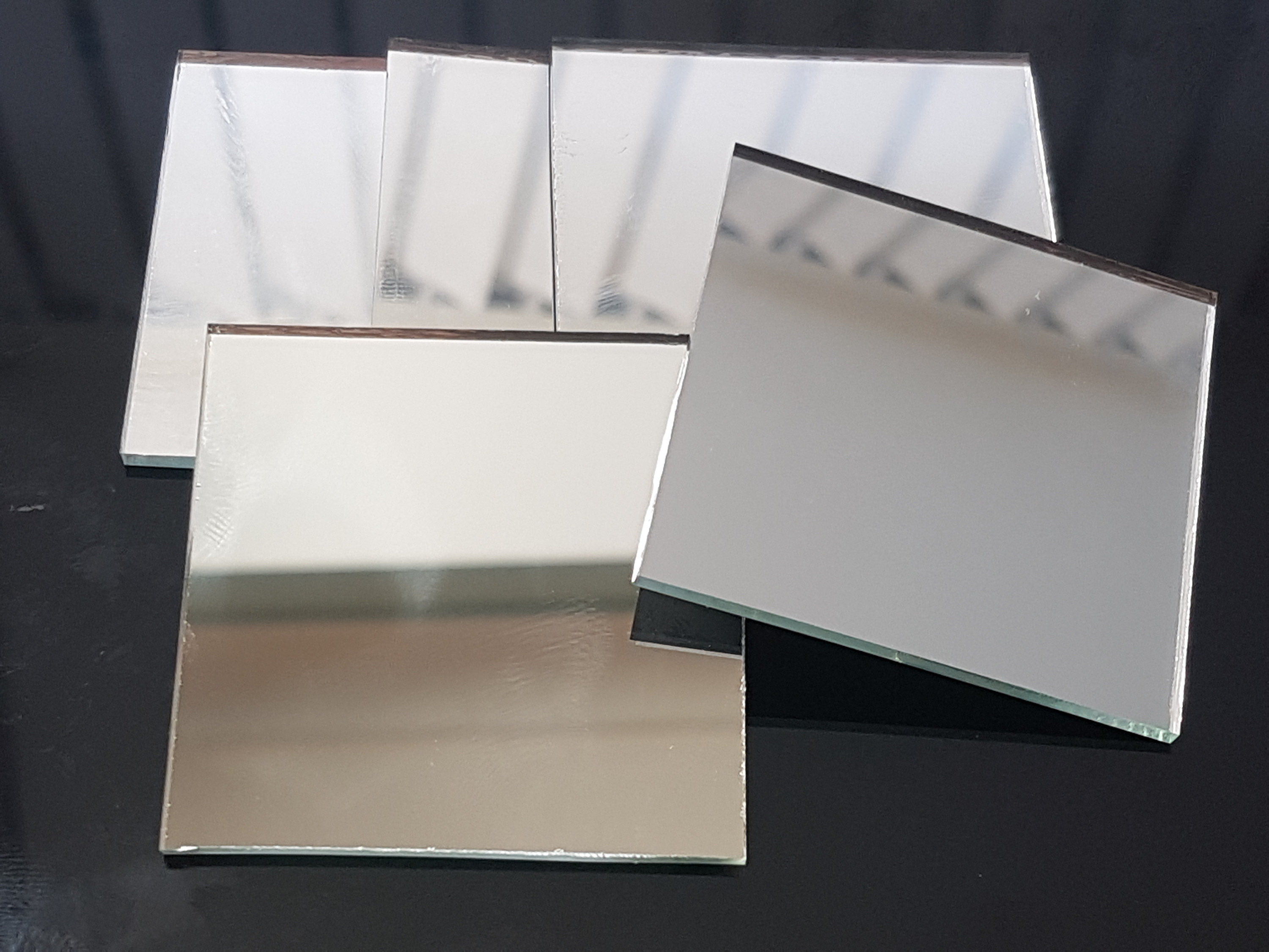 10 Pieces, Silver Glass Mirror Tiles, Size 5 X 5 Cm, Thickness 2 Mm ...