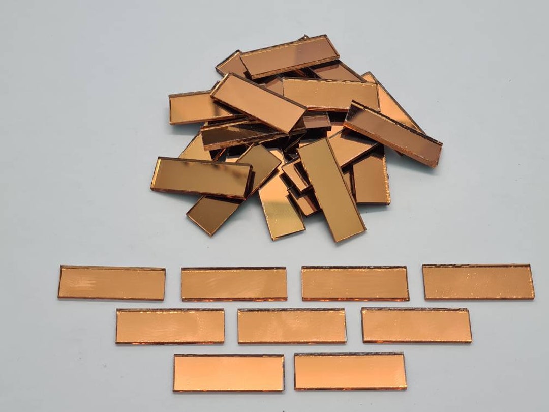30 Copper Bronze Glass Mirror Tiles, Art & Craft (1x3cm) - Etsy