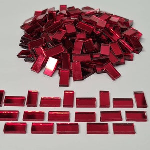 150 Pieces, Red Ruby Glass Mirror Tiles, Size Approx 0.5 X 1 Cm ...