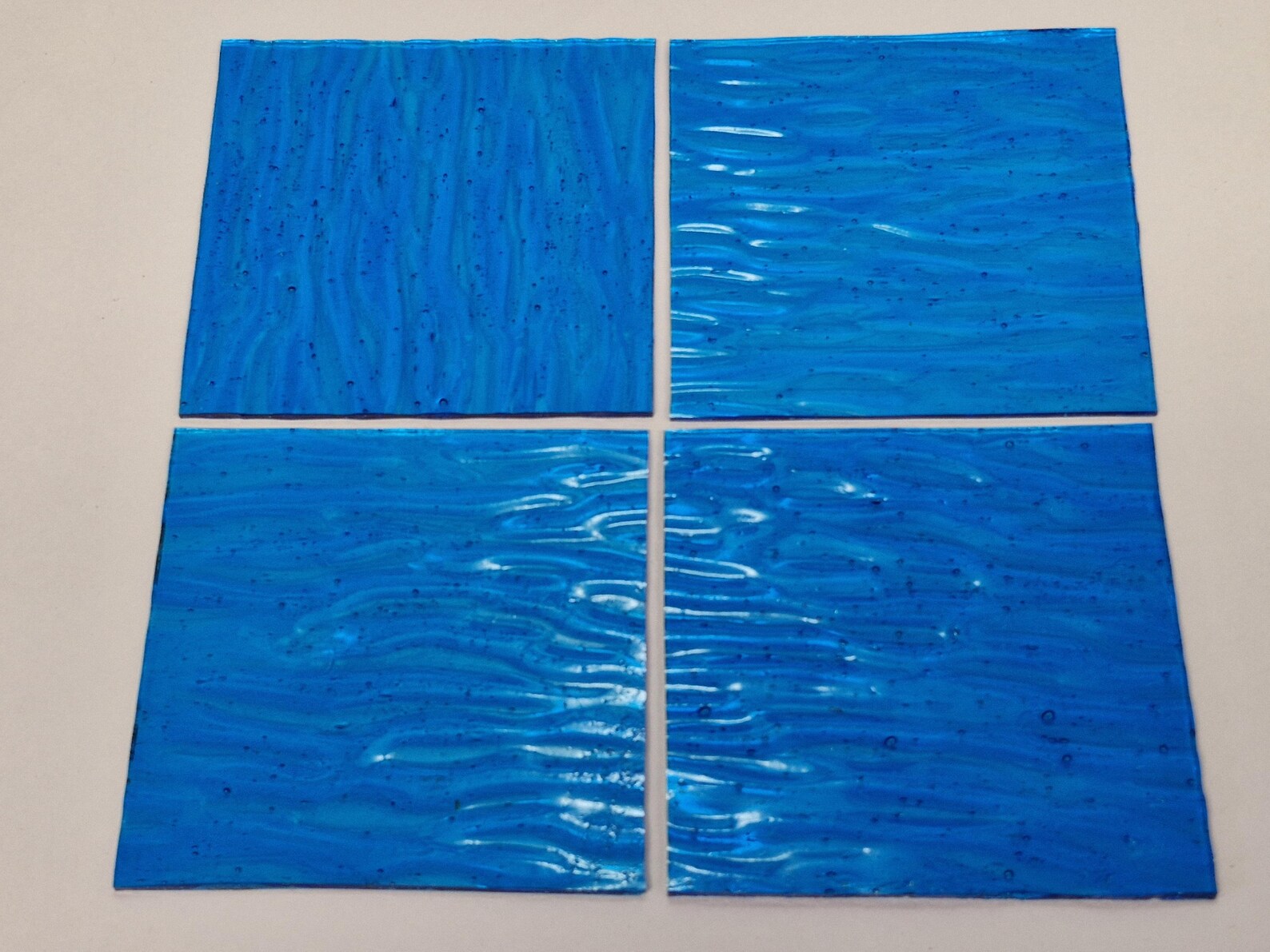 4 Pieces, Stained Coloured Glass Sheet, Size 10 X 10 Cm, 3 Mm Thickness ...