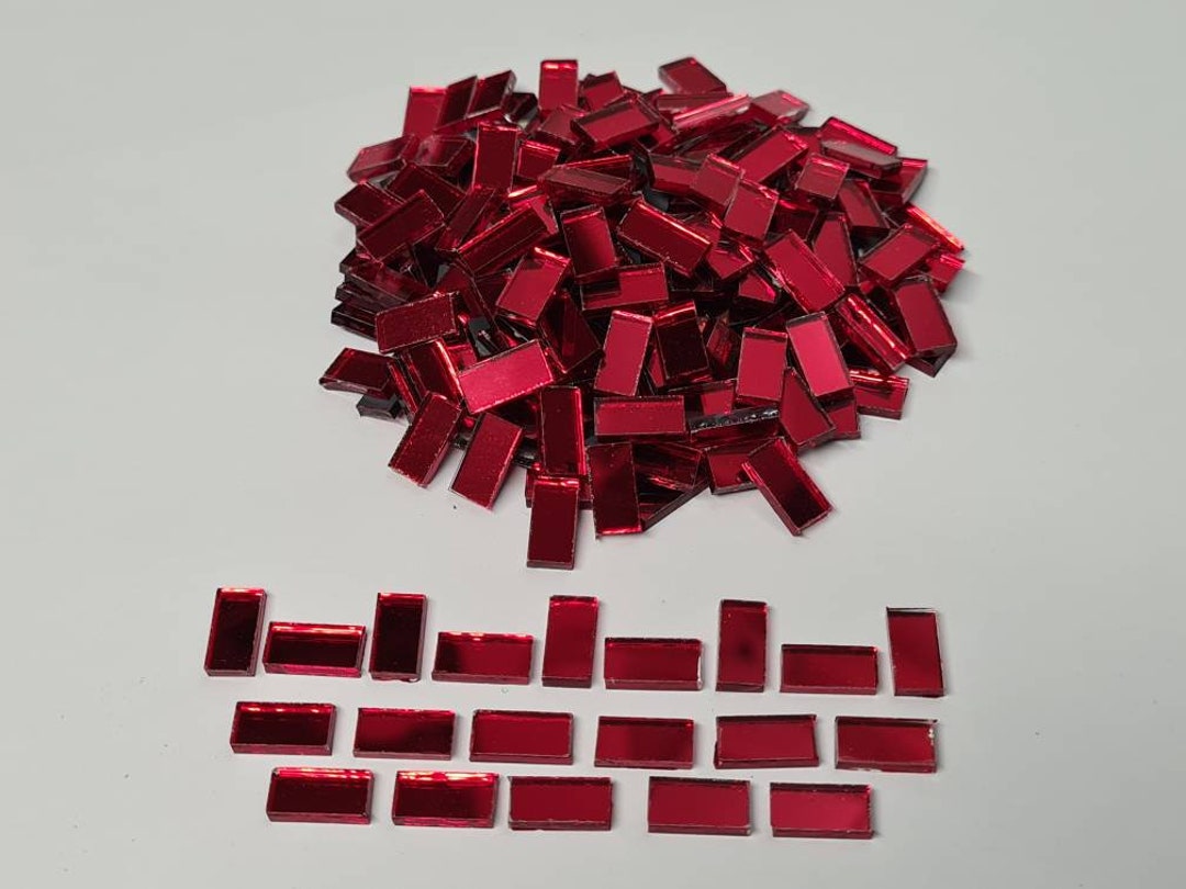 150 Pieces, Red Ruby Glass Mirror Tiles, Size Approx 0.5 X 1 Cm ...