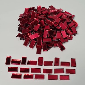 150 Pieces, Red Ruby Glass Mirror Tiles, Size Approx 0.5 X 1 Cm ...