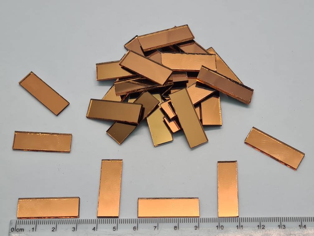 30 Copper Bronze Glass Mirror Tiles, Art & Craft (1x3cm) - Etsy