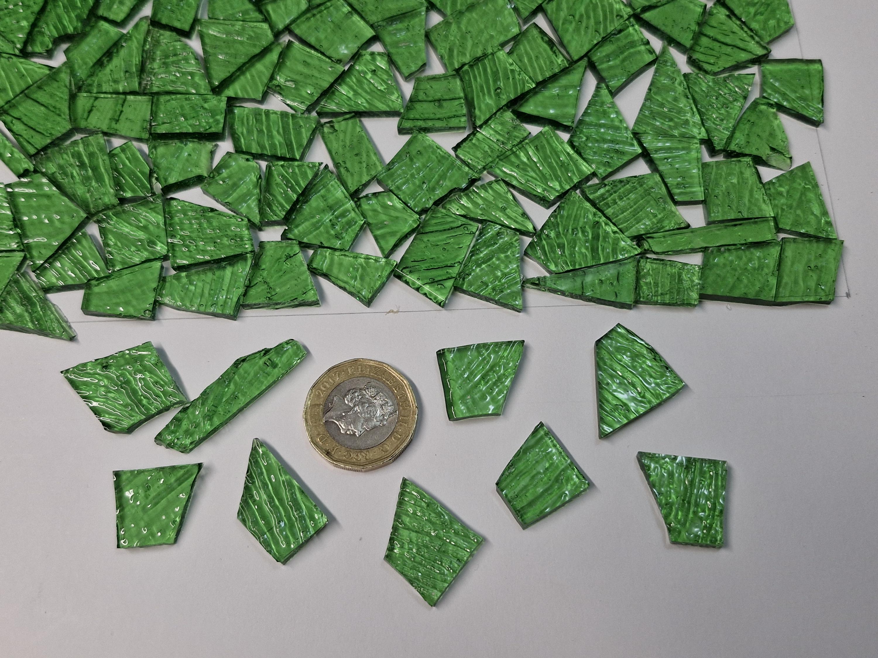 250 Pieces of Green Stained Glass off Cuts, 3 Mm Thickness, Art&craft ...