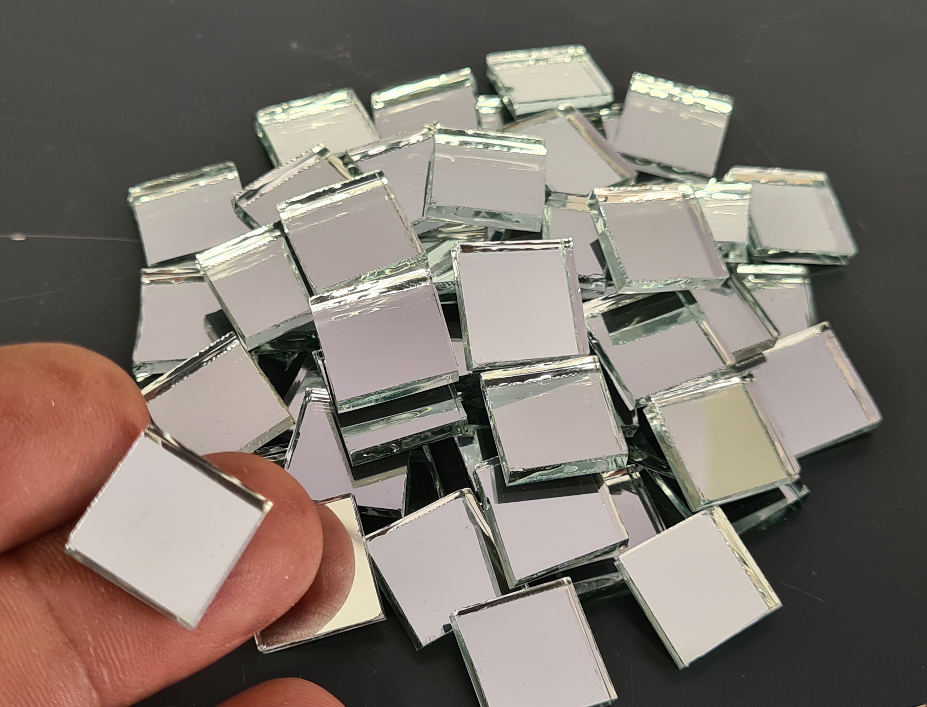 100 Pieces, Silver Glass Mirror Tiles, Size Approx 1/2" X 1/2 ...