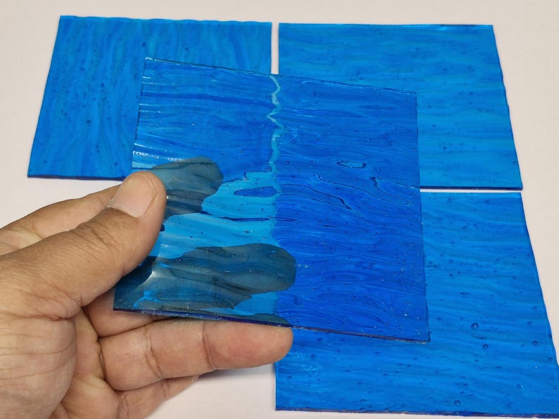4 Pieces, Stained Coloured Glass Sheet, Size 10 X 10 Cm, 3 Mm Thickness ...