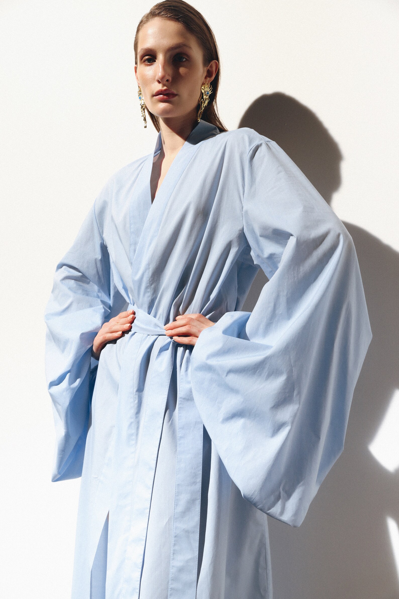 SKY BLUE ROBE, Elegant Robe, Long Robe, Sophisticated Robe, Maxi Lounge ...