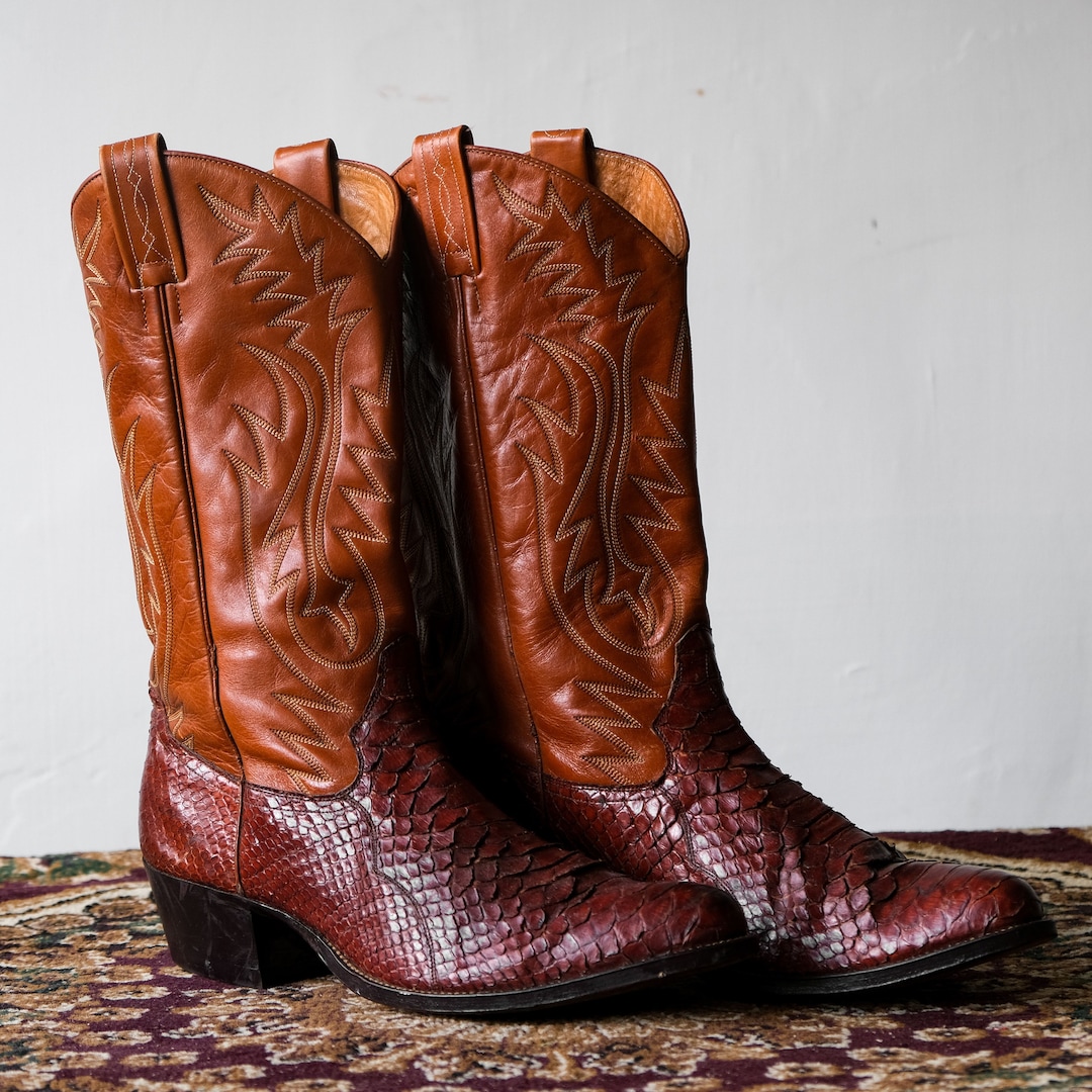 Vintage “dan Post”snakeskin Cowboy Western Boots Made in SPAIN - Etsy