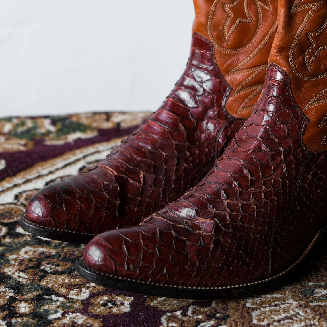 Vintage “dan Post”snakeskin Cowboy Western Boots Made in SPAIN - Etsy