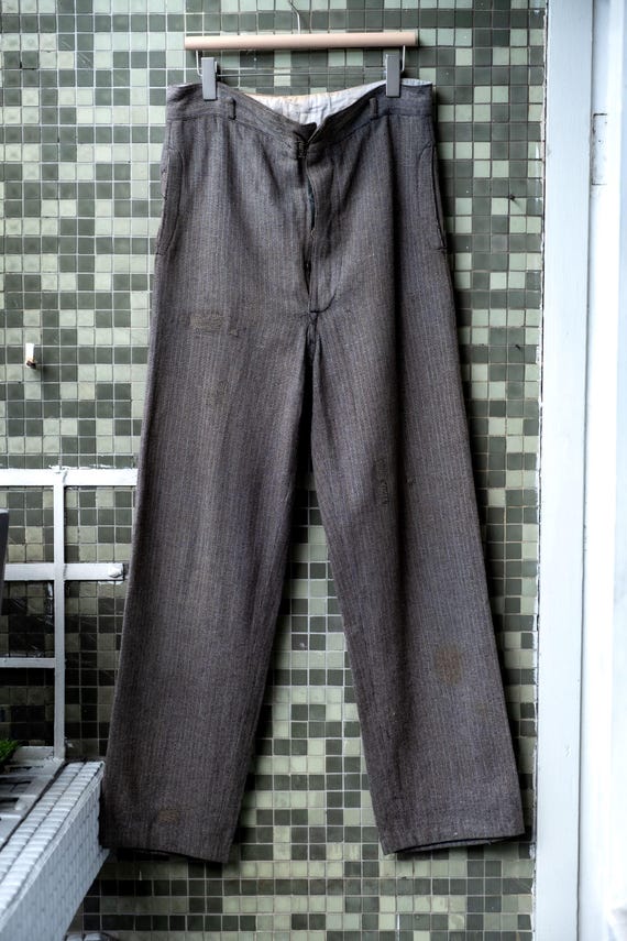 1960's French Distressed Vintage Wool Work Pants - Gem