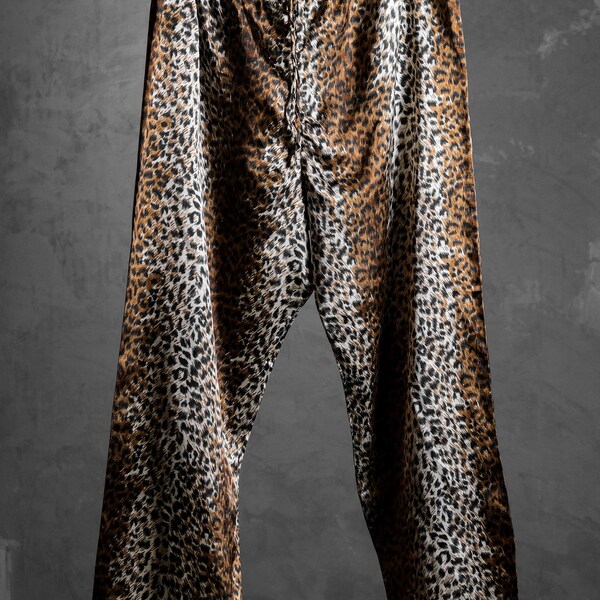 Leopard Print Satin Pajamas - Etsy