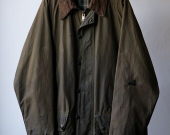 Mens Vintage Barbour Bedale Wax Cotton Olive Jacket A100 Mens Vintage Barbour Bedale Wax Cotton Olive Jacket A100