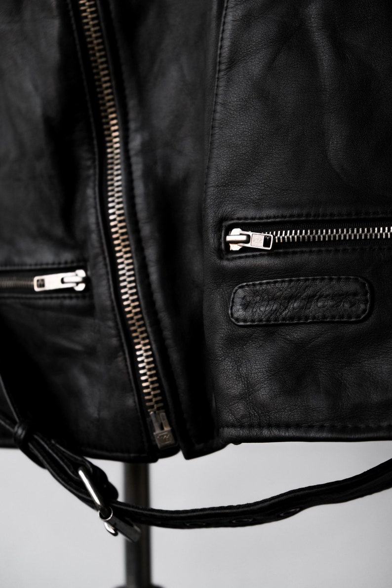 1980's Vintage ECHTES LEDER Leather Biker Jacket With Belt - Etsy