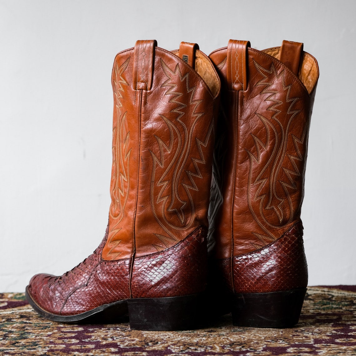 Vintage “dan Post”snakeskin Cowboy Western Boots Made in SPAIN - Etsy