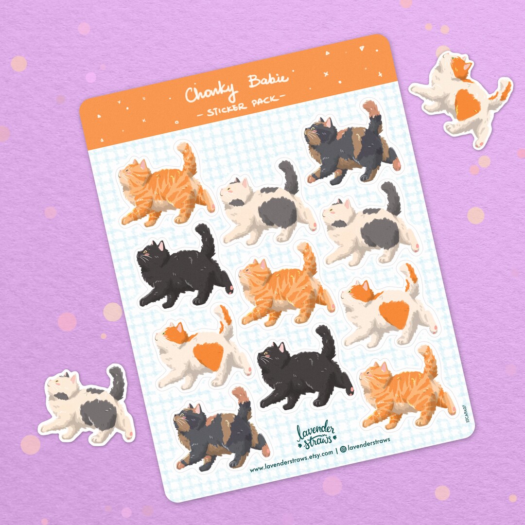 Chonky Cat Sticker Sheet Chonky Babie Cat Bujo Planner - Etsy