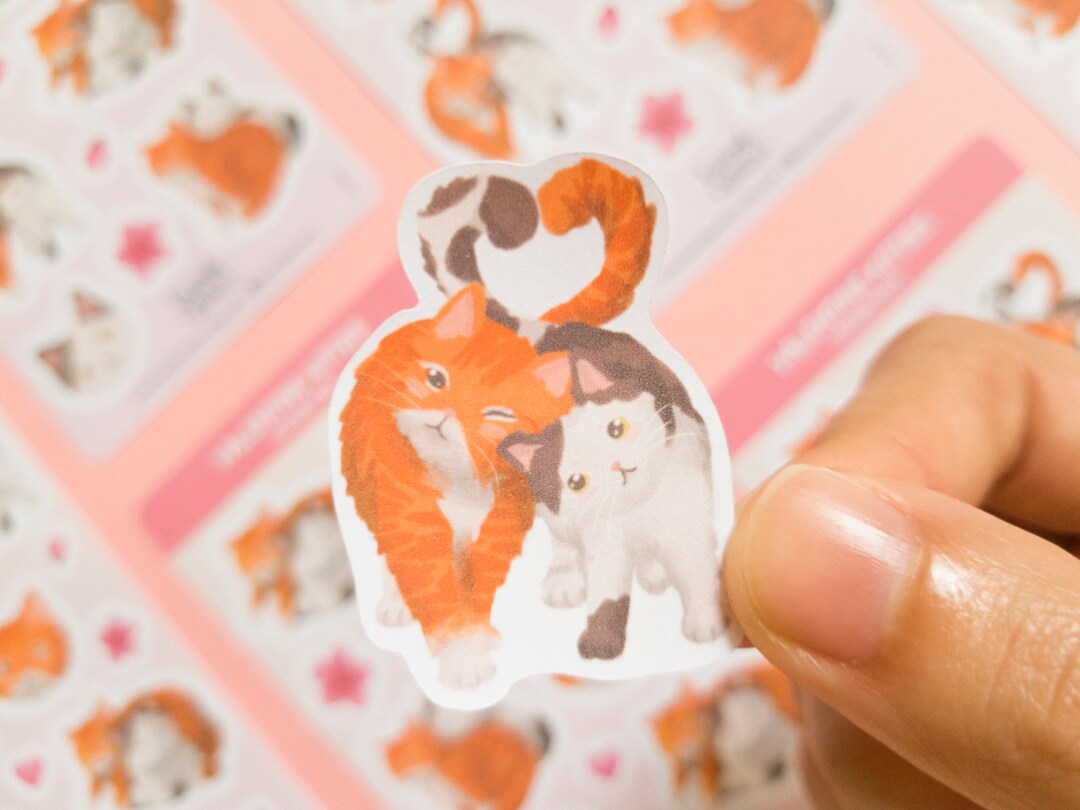 Kitty Couple Sticker Sheet Cute Cat Bujo Planner Stickers - Etsy
