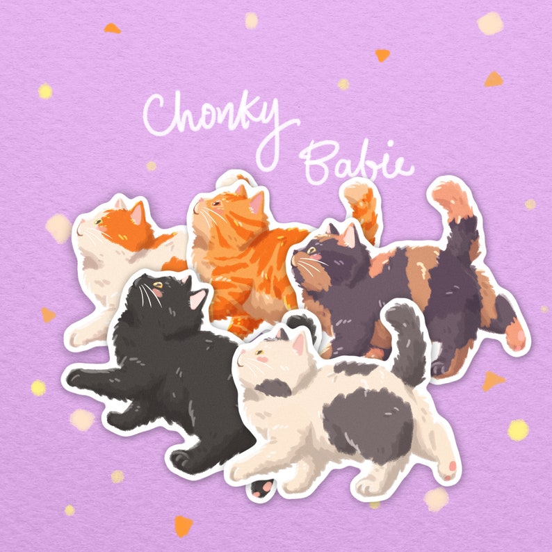 Baby Chonky Cat Kitty Waterproof Vinyl Stickers Mobile Decal Die Cut ...