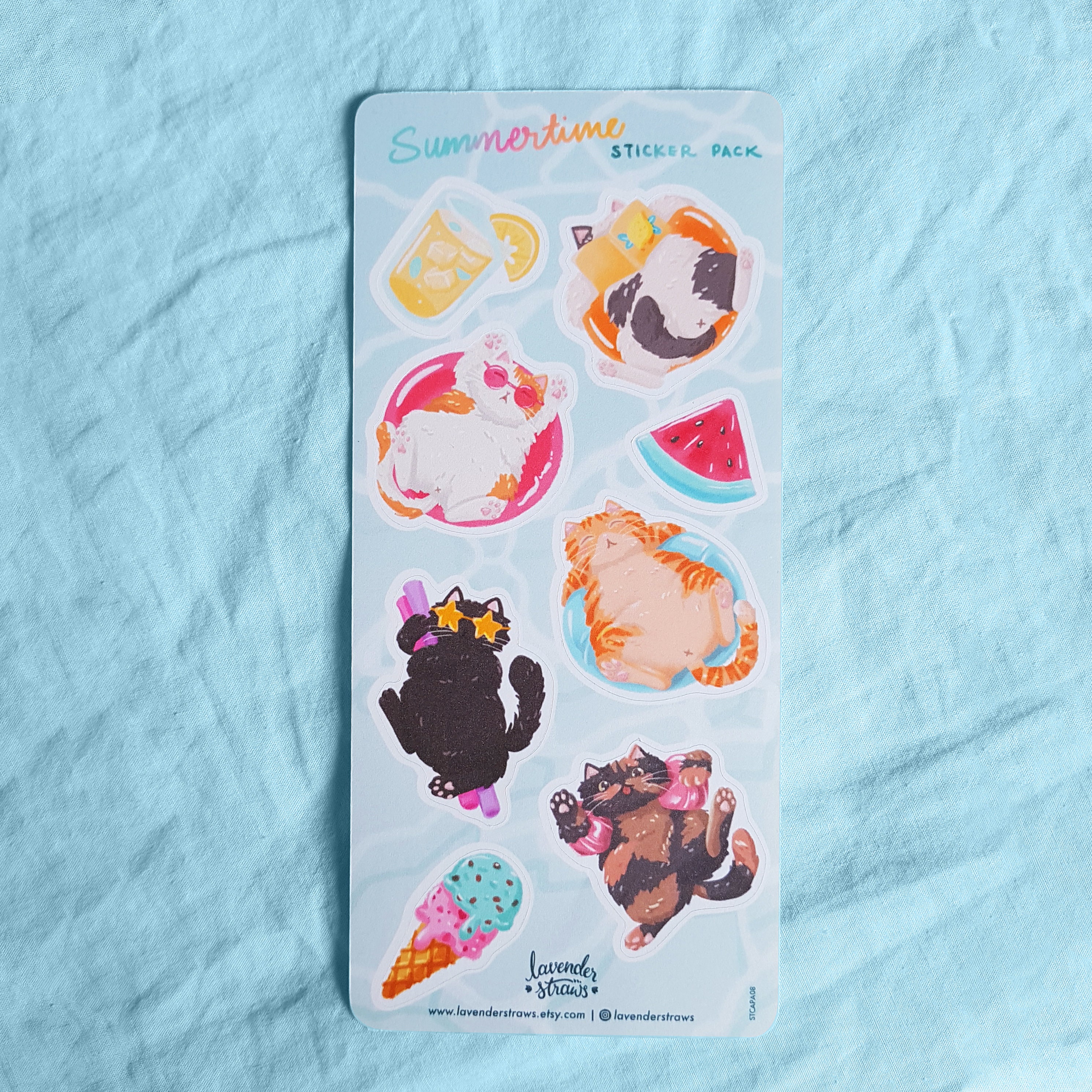 Chonky Cats On Floats Summer Sticker Sheet Pool Party Fat Etsy
