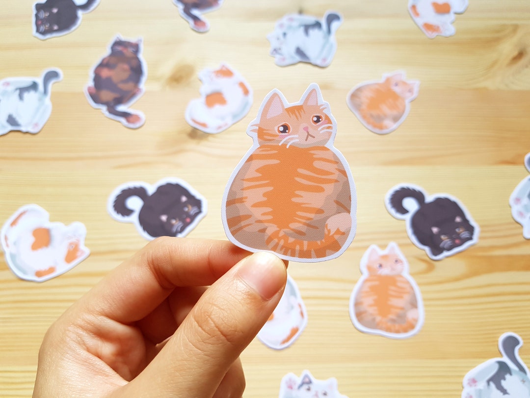 Chonky Cat Waterproof Vinyl Sticker - Etsy