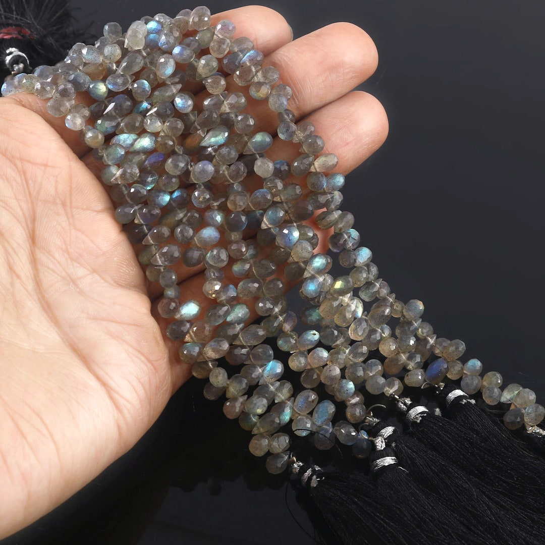 Natural Labradorite Faceted Teardrop Beads Grey Drop Beads - Etsy