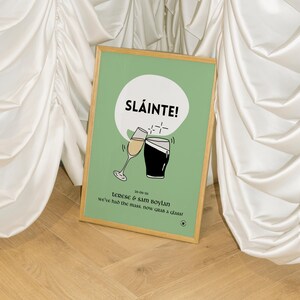 Sláinte Guinness Style Pint and Prosecco Print | Wedding Personalised ...