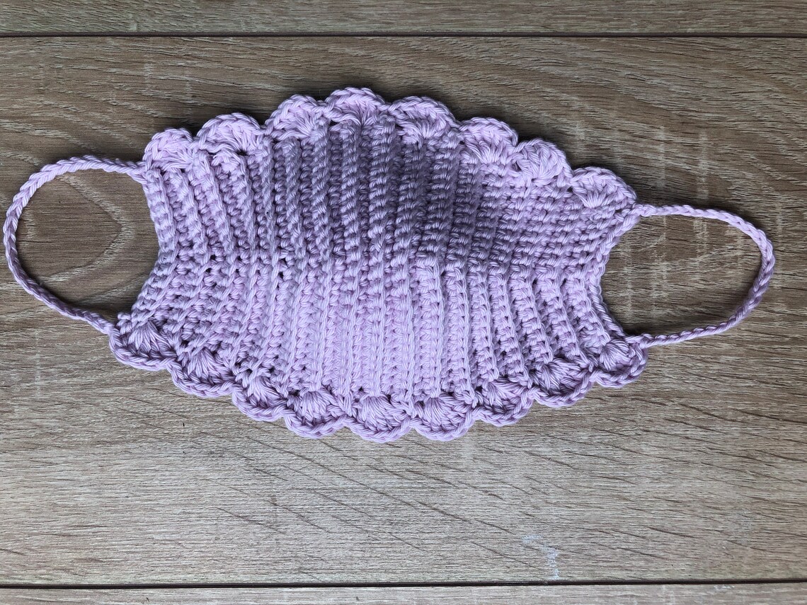 Crochet Face Mask With Shell Stitch Pdf Pattern Crochetlyn - Etsy