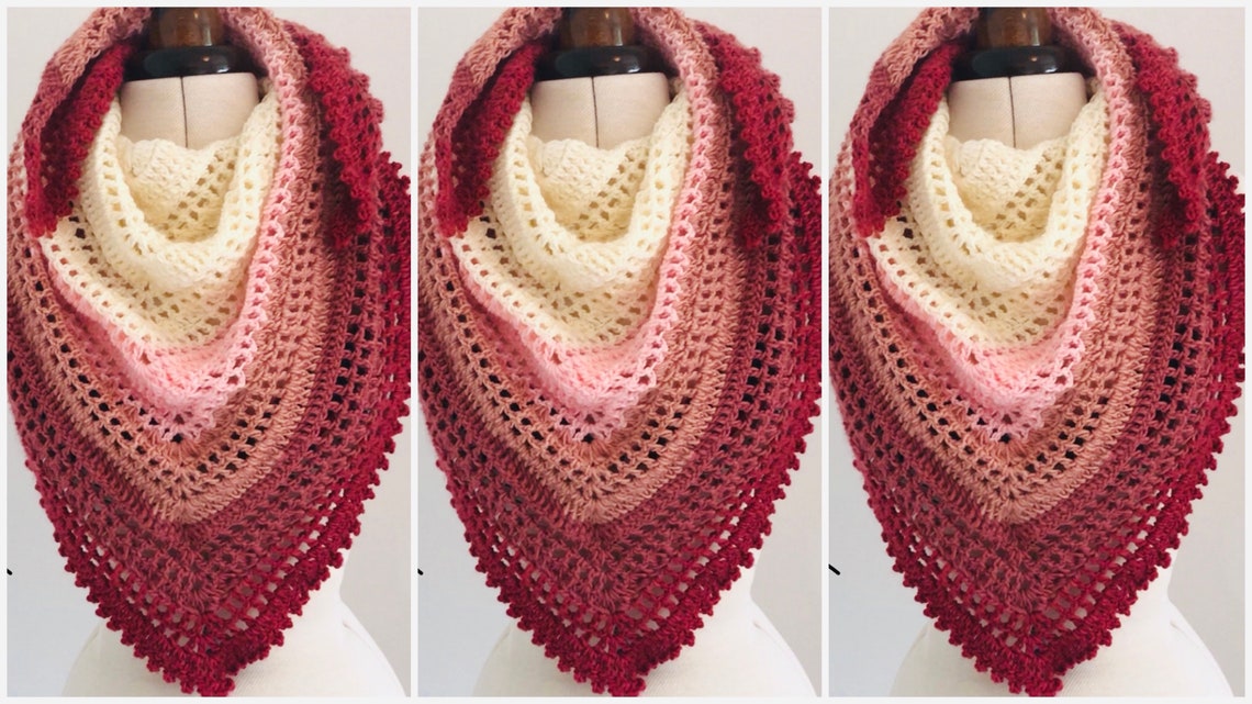 Crochet Triangle Shawl Pattern: Women's Scarf Wrap (instant PDF ...