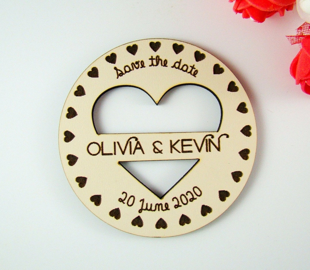 Heart Shaped Save the Date Magnet, Modern Unique Design Wedding ...
