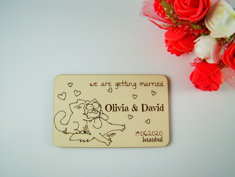 Lover Cat Save the Date Magnet, Unique Modern Design Wedding Invitation ...