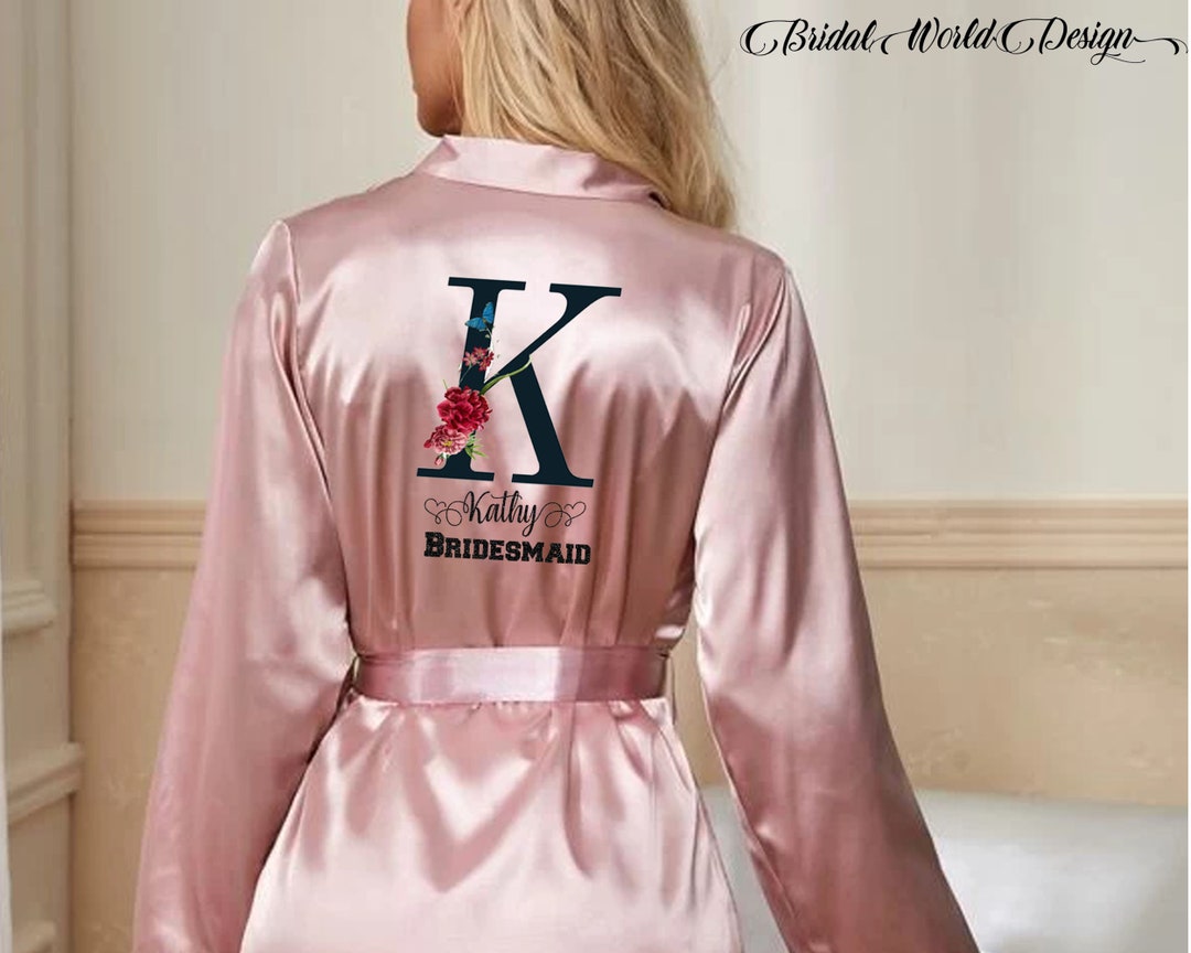 Initial Letter Floral Print Robes Bridesmaid Robe Personalized - Etsy