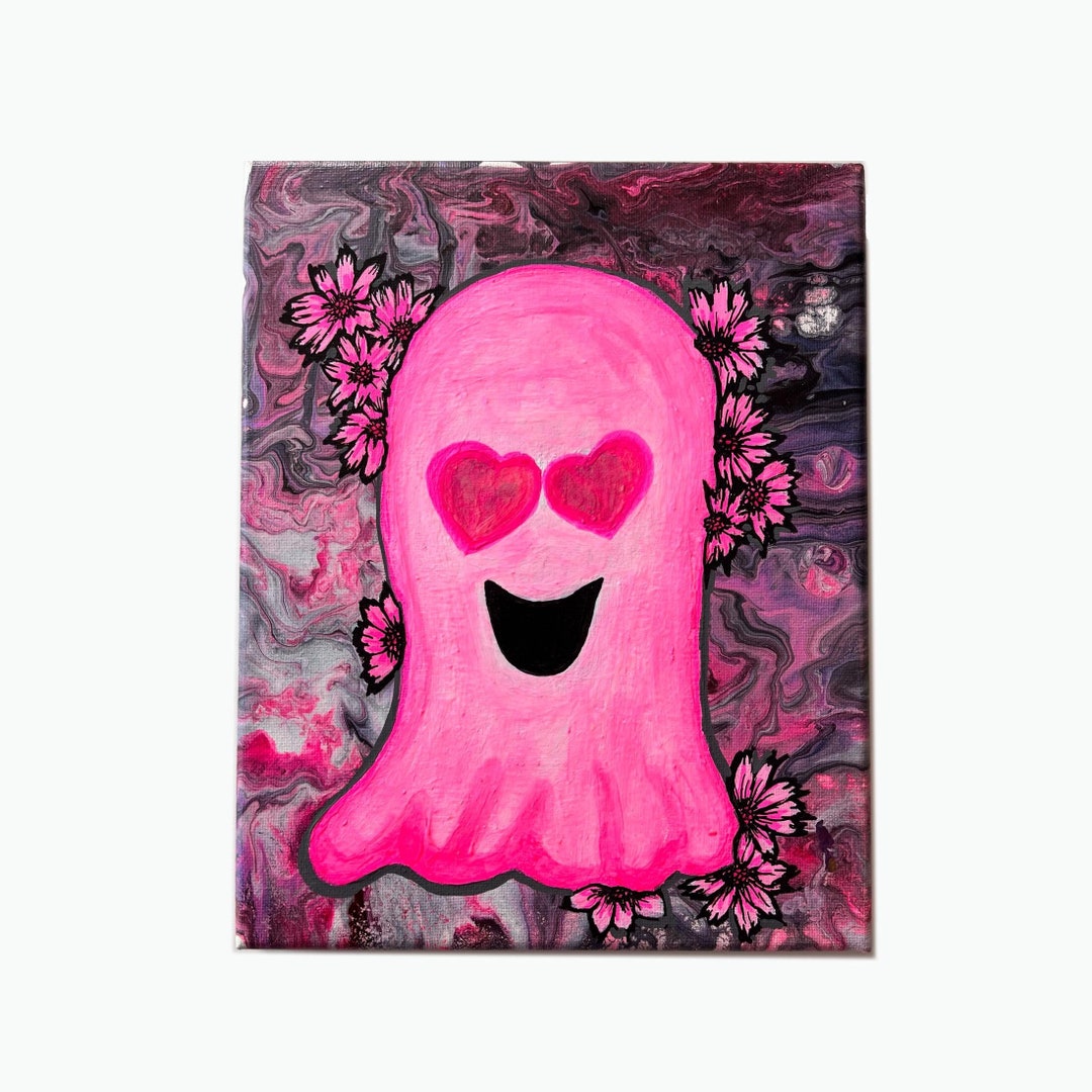Pink Floral Ghost Acrylic Painting - Etsy