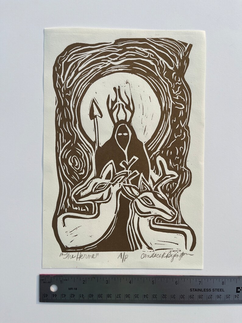 Handmade Cernunnos Gold Ink Pagan Art Print - Etsy