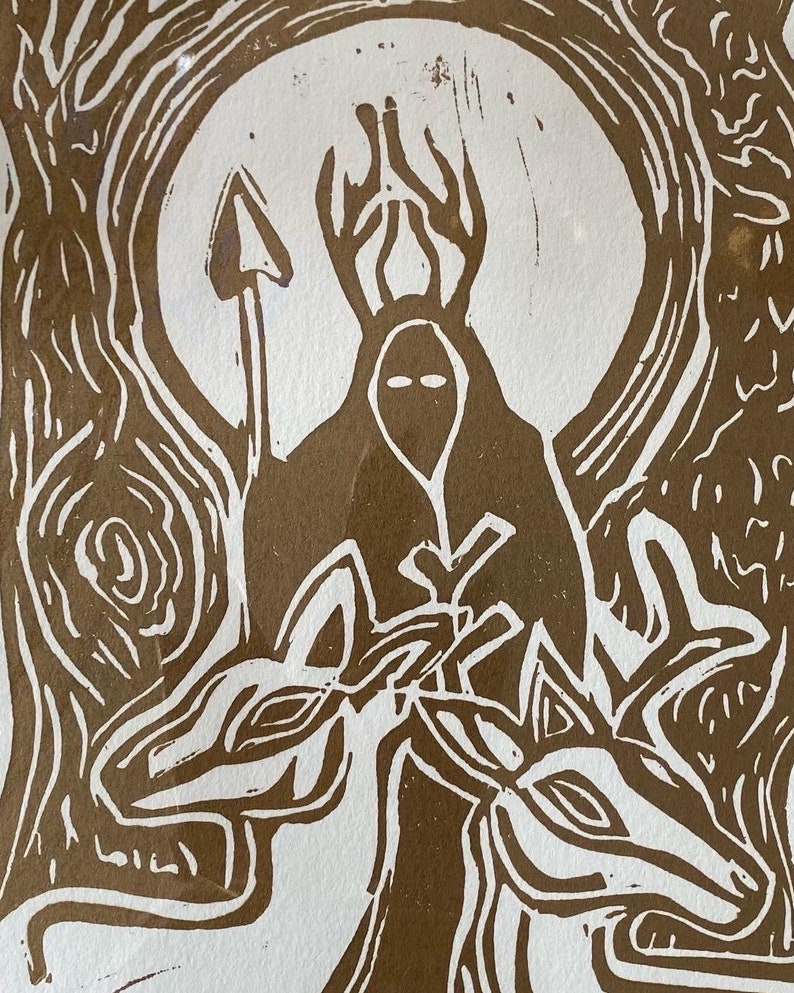Handmade Cernunnos Gold Ink Pagan Art Print - Etsy