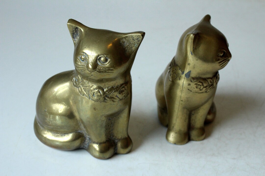 Mid Century Solid Brass Cats 2 Piece Paperweight Figurine - Etsy
