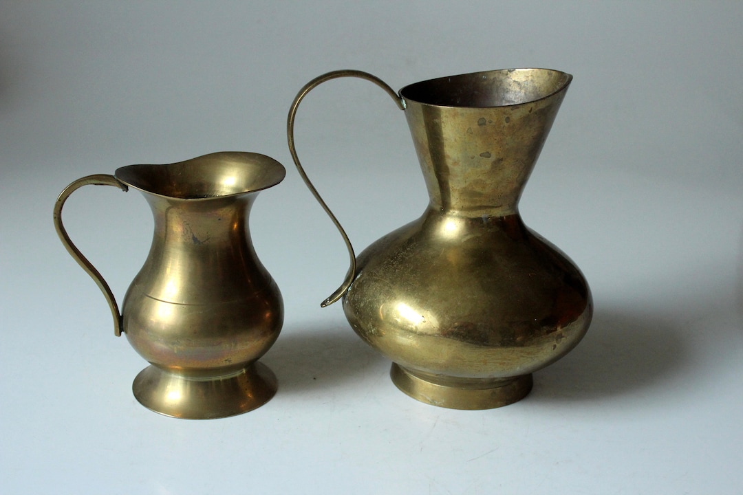 2 Decorative Small Brass Vases, Vintage, Mid Century, Brass Vase Brass ...