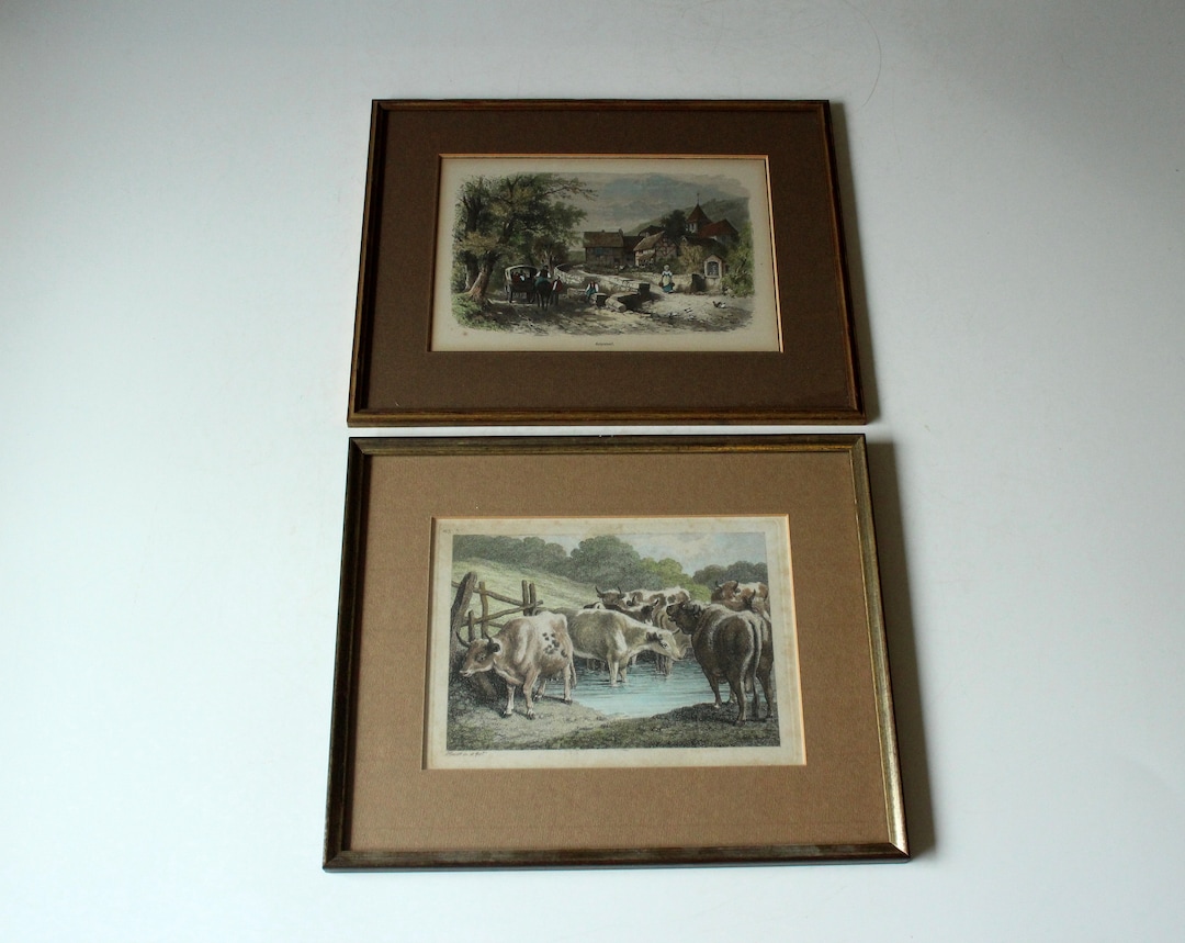 2 Rare Wood-framed Lithographs - Motifs of Pre-modernism - Vintage ...