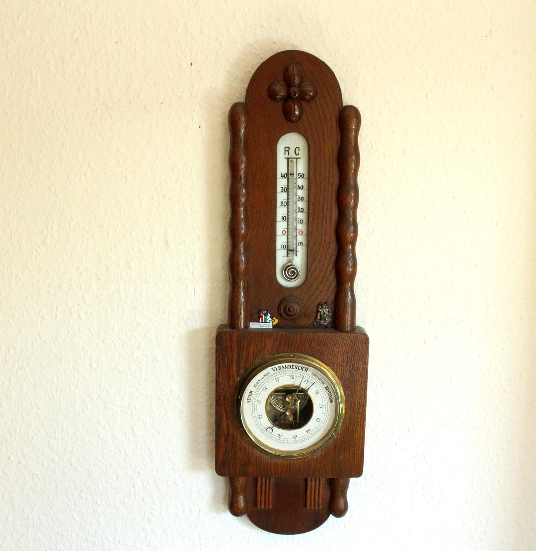 1920s Antique Hand-carved Weather Station Thermometer - Temperature ...