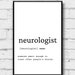 Neurologist Definition Art Print: Funny Office Decor (digital Download ...