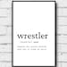 Wrestler Definition Wall Art, Wrestler Home Décor, Boy’s Room Décor ...