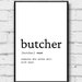 Butcher Definition Wall Art, Gift for Butcher, Butcher Digital Print ...