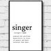 Singer Definition Wall Art, Gift for Singer, Singer Digital Print ...