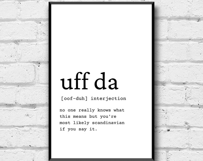 Uff Da Definition — Funny Midwestern Humor Wall Decor, Farmhouse Framed ...