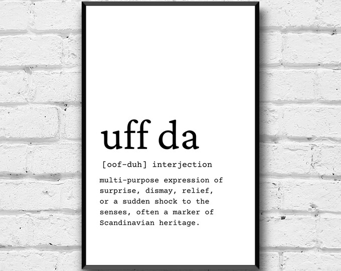 Uff Da Definition — Funny Midwestern Humor Wall Decor, Farmhouse Framed ...